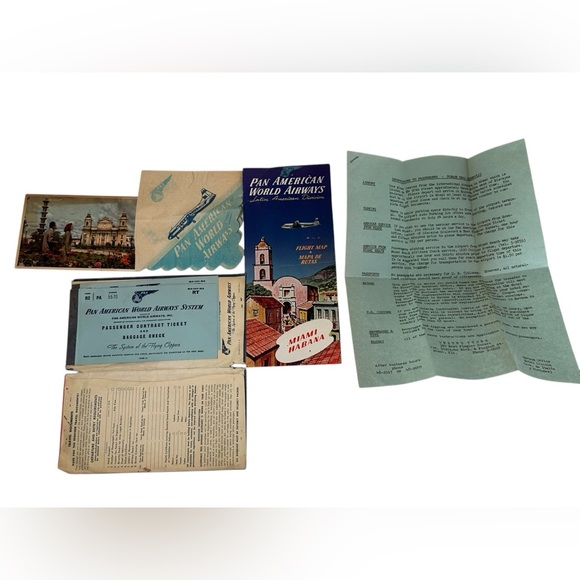 Pan Am | Other | Vintage 95s Pan Am Travel Tickets Cuba Postcard Napkin ...